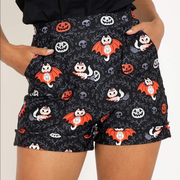 Blackmilk | Shorts | Nwt Blackmilk Feline Spooky Cuffed Shorts | Poshmark